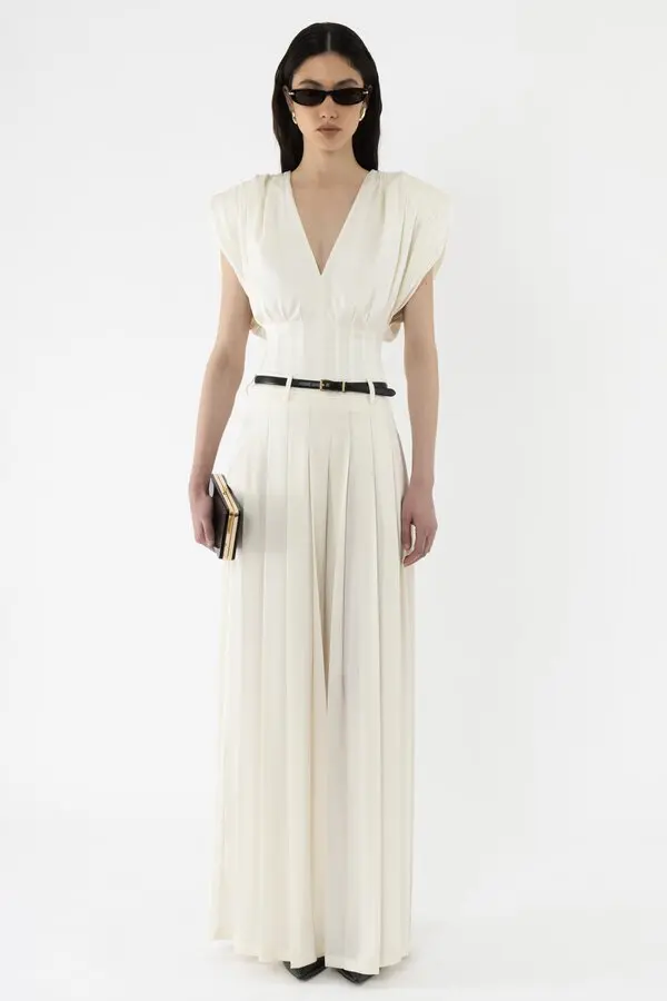 Arakii Pleated Silk Pants - Off-white