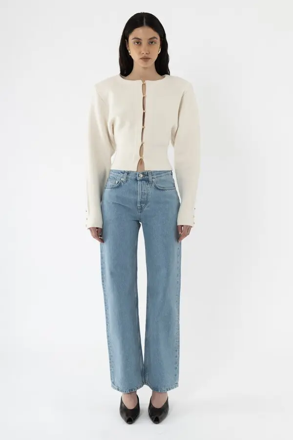 Arakii Wool Shoulder Pad Cardigan - Off-white