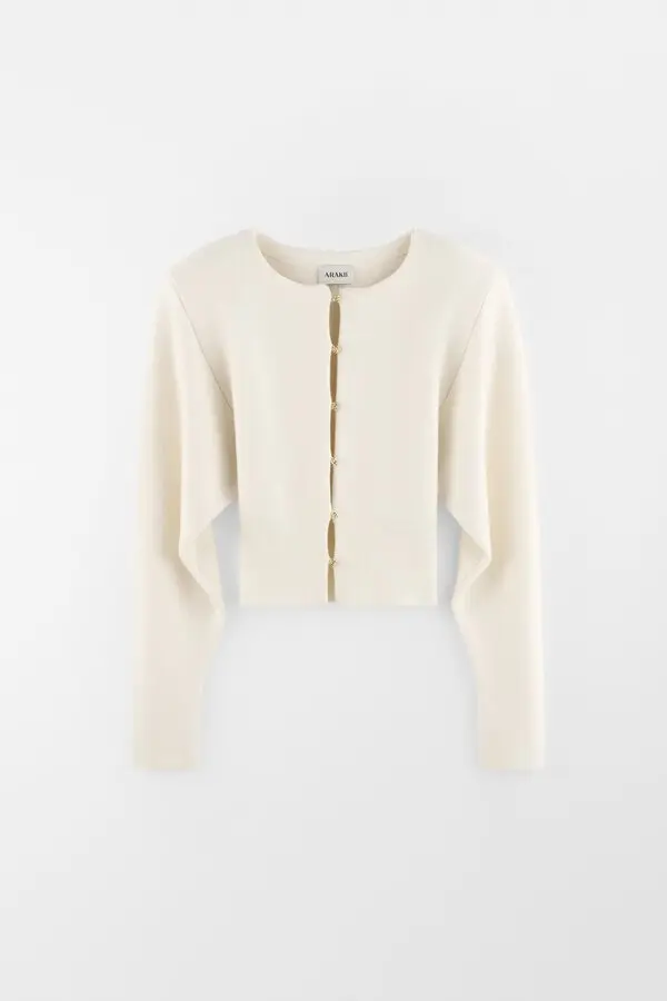Arakii Wool Shoulder Pad Cardigan