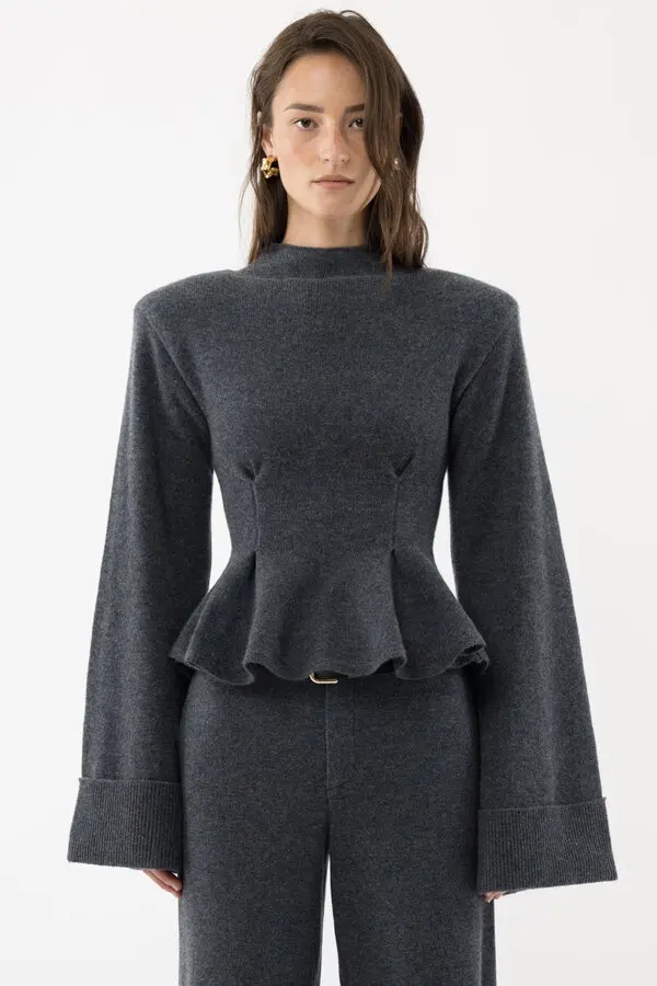 Arakii Knitted Peplum Turtleneck