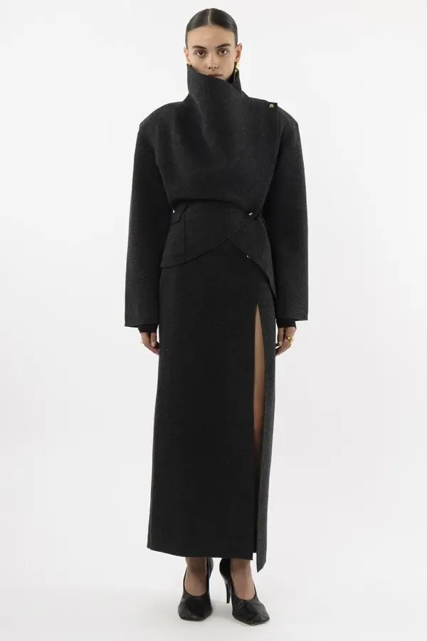 Arakii Asymmetric Pin Blazer - Dark Grey