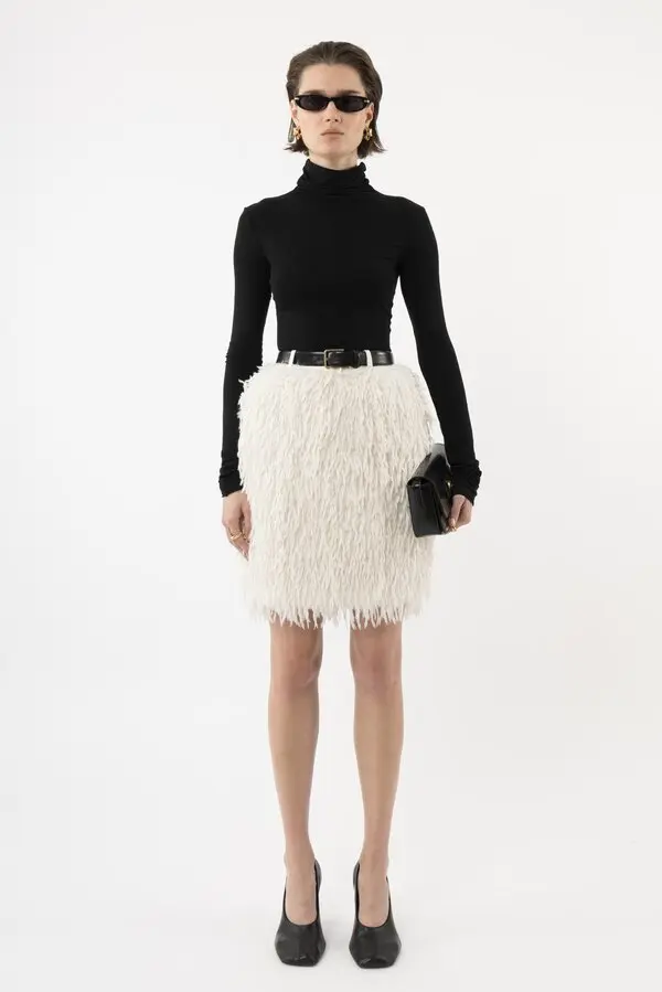 Arakii Feather Pencil Skirt - Off-white