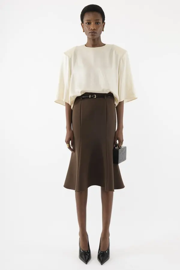 Arakii Sculptured Midi Skirt - Brown