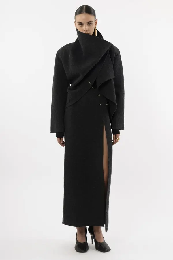 Arakii Maxi Pin Skirt - Dark Grey