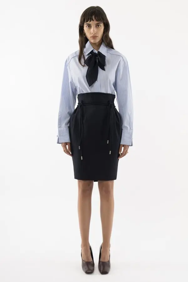 Arakii Suit Pencil Skirt - Navy Stripe