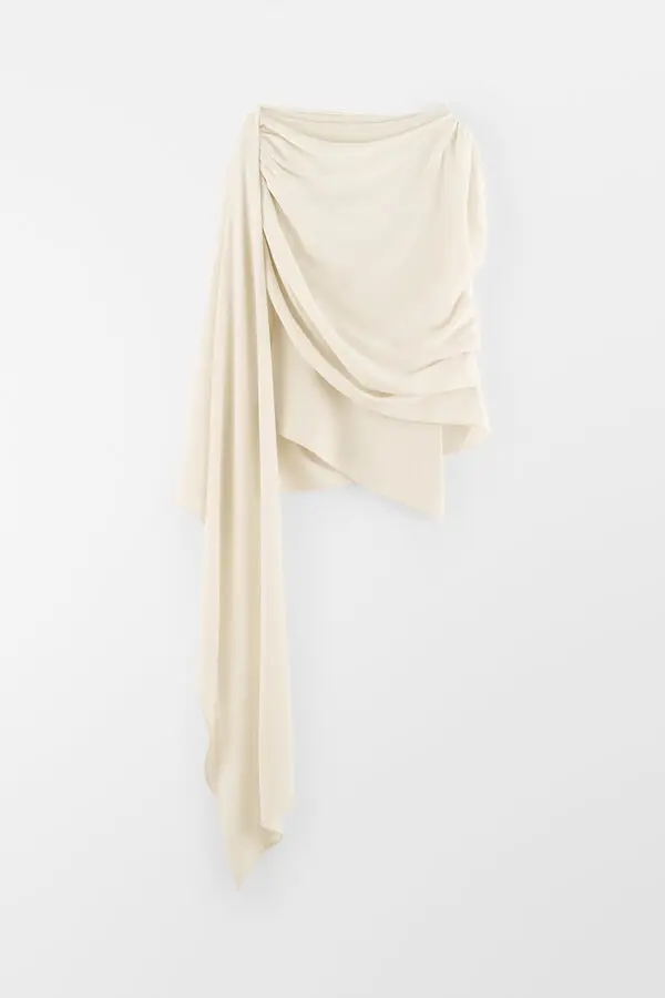 Arakii Draped Asymmetrical Top With Scarf Detail