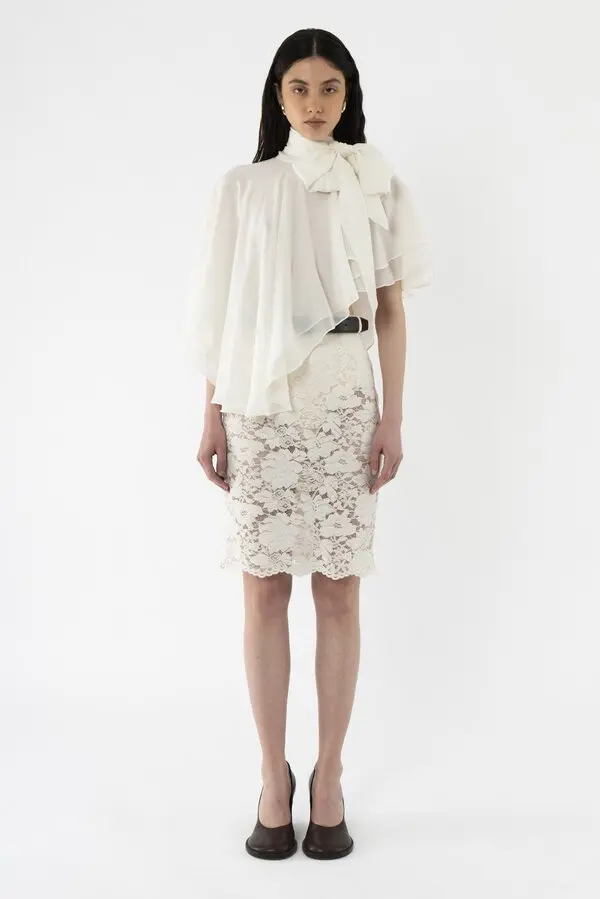 Arakii Flowy Silk Cape - Off-white