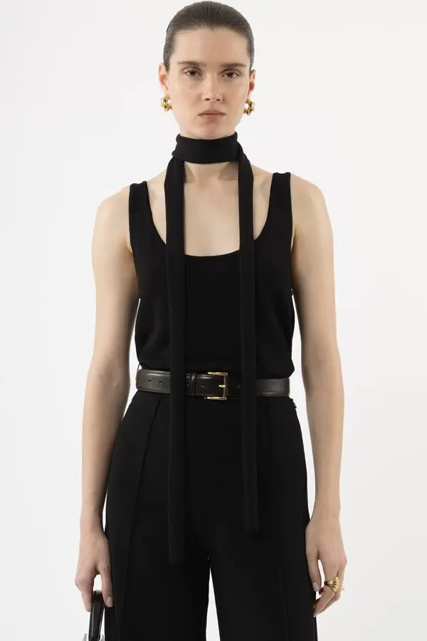Arakii Mot Scarf Top - Black