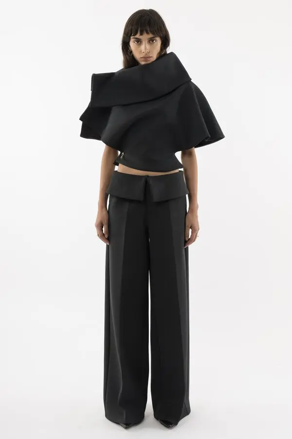 Arakii Structured Wool Pants - Dark Grey