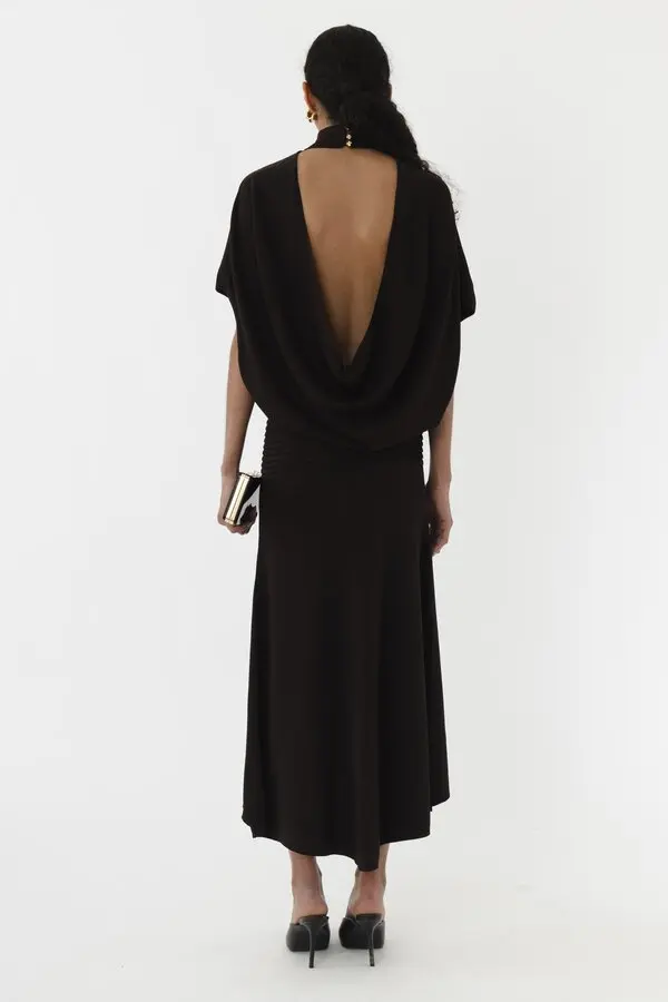 Arakii Mist Midi Dress - Dark Brown