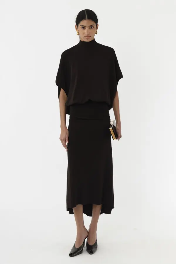 Arakii Mist Midi Dress - Dark Brown