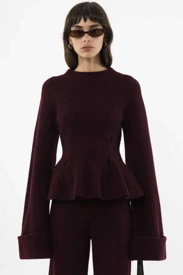 Arakii Heavy Knitted Peplum Turtleneck