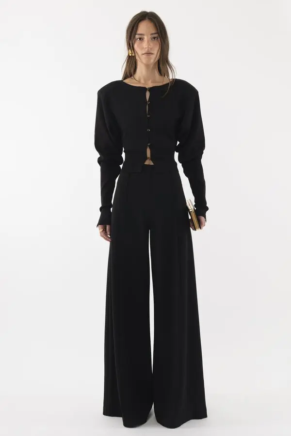 Arakii Shoulder Pad Cardigan - Black