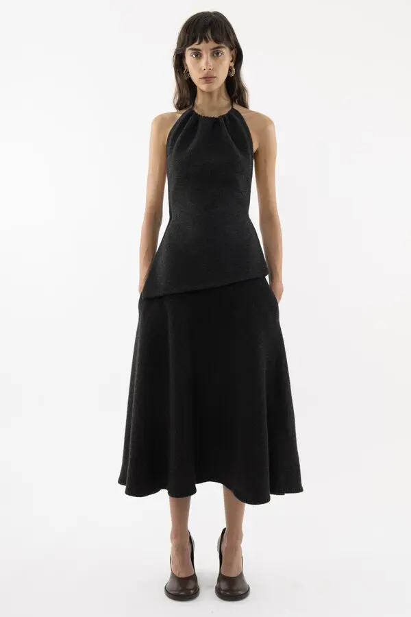 Arakii Sculpted Knit Top - Dark Grey