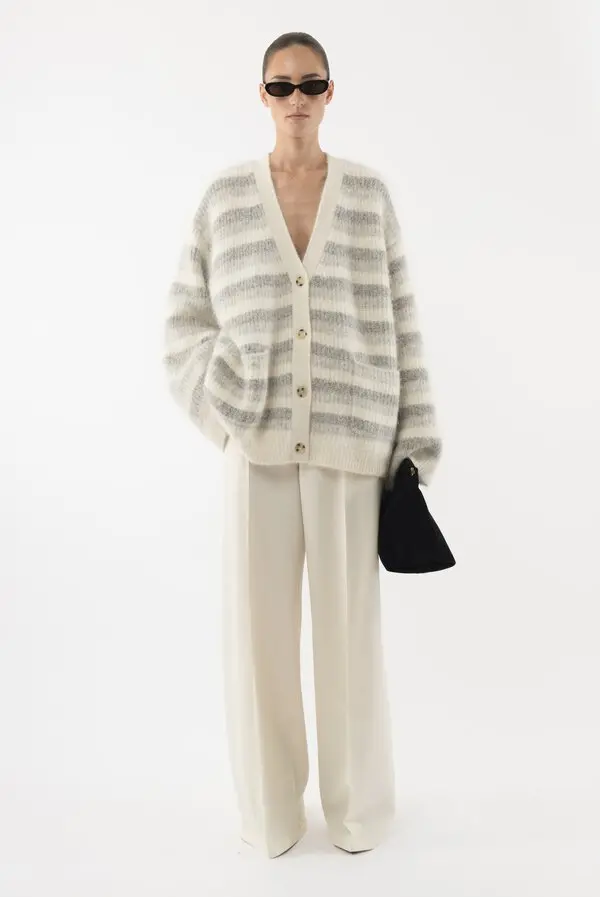 Arakii Oversize Cardigan - Grey Stripe