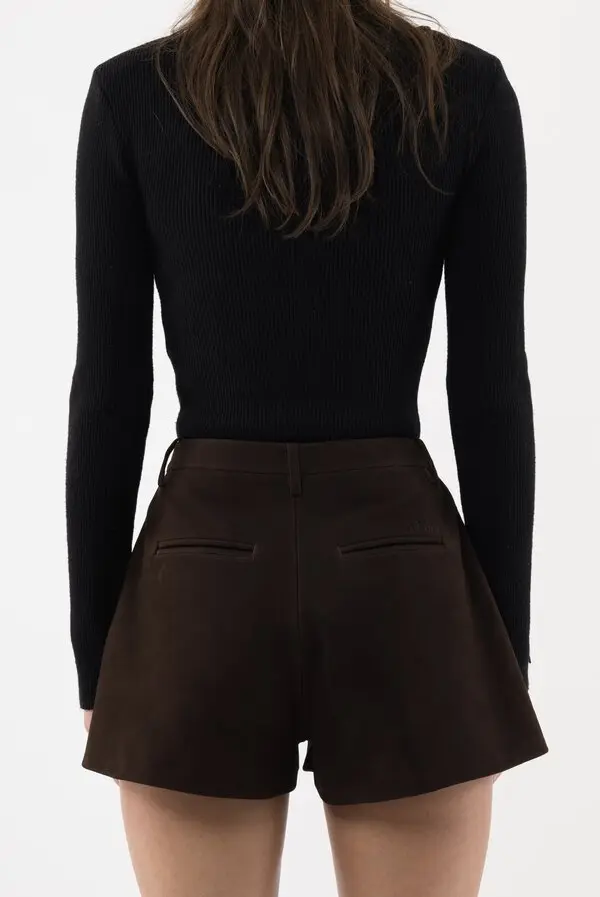 Arakii Pleated Leather Shorts
