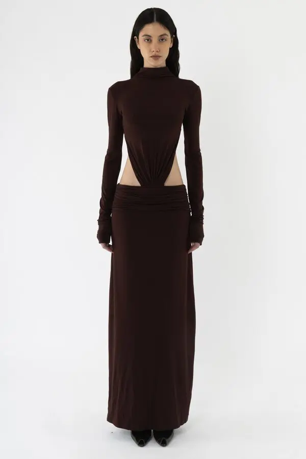 Arakii Jersey Maxi Dress - Brown