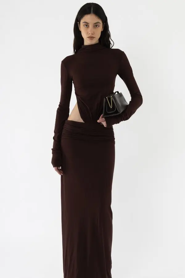 Arakii Jersey Maxi Dress - Brown