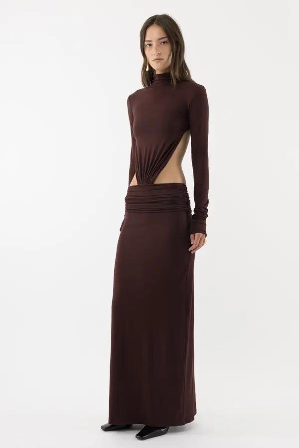Arakii Jersey Maxi Dress - Brown