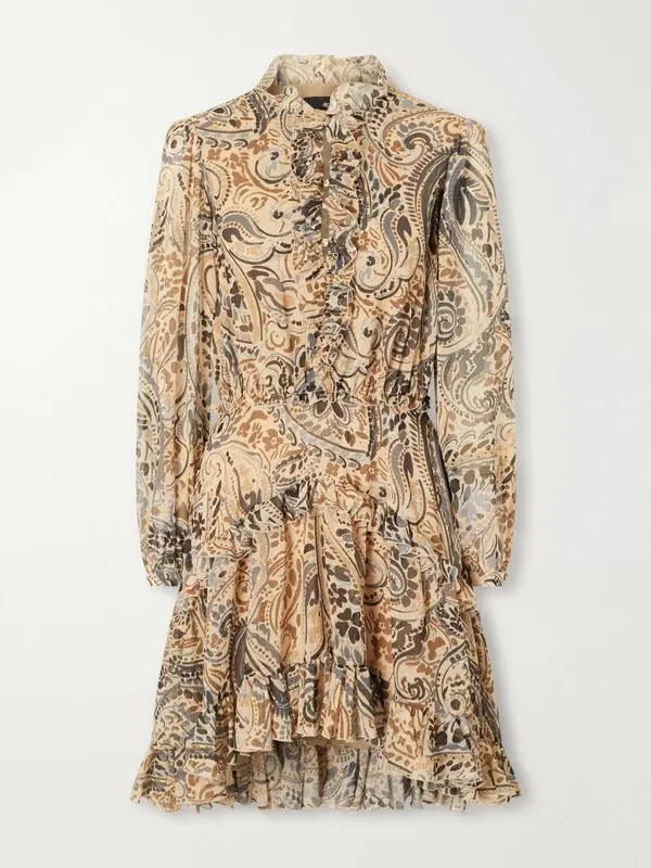Etro Tiered Ruffled Paisley-print Chiffon Mini Dress