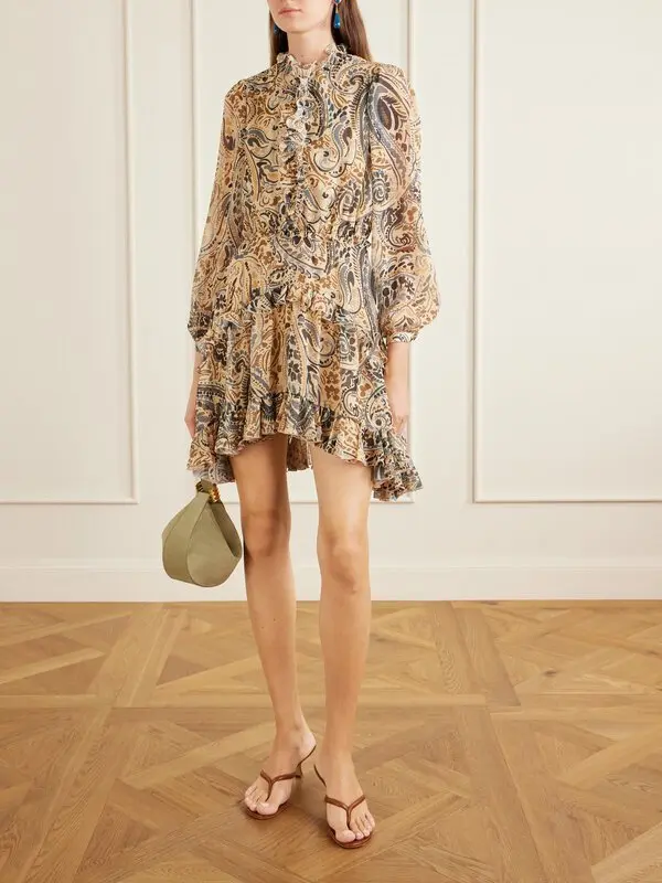 Etro Tiered Ruffled Paisley-print Chiffon Mini Dress