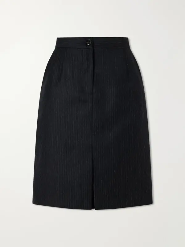 BLAZÉ MILANO Popeye Pinstriped Wool Knee-length Skirt - Black