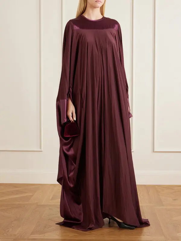 LANVIN Pleated Satin-trimmed Charmeuse Gown