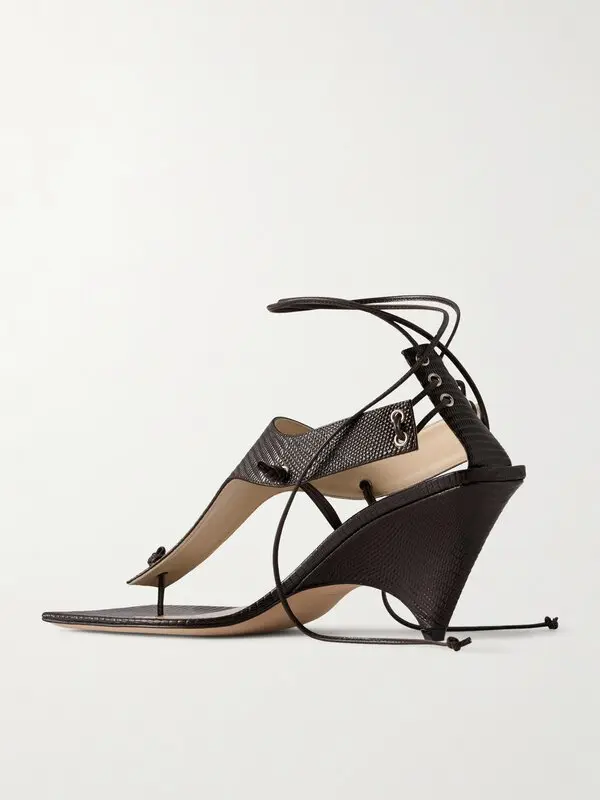 CHRISTEN Edge T-strap 75 Textured Leather Sandals