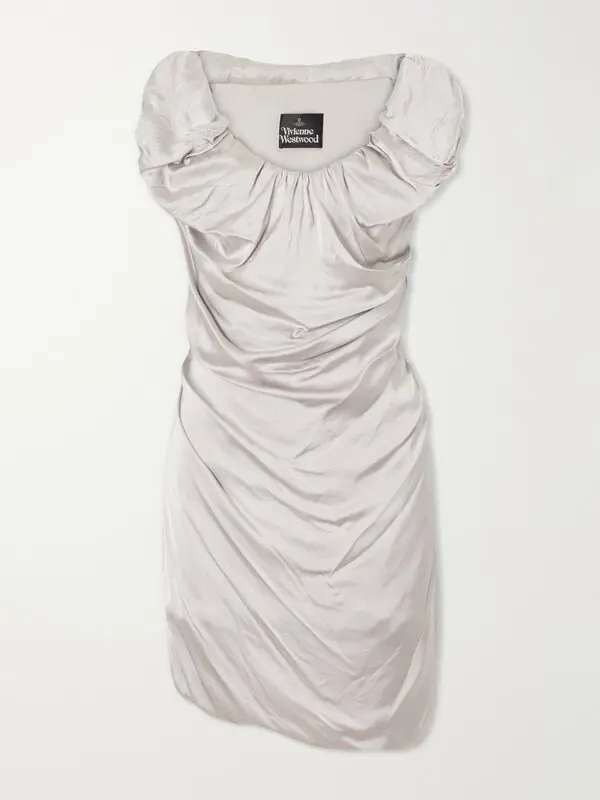 VIVIENNE WESTWOOD Ginnie Gathered Satin Mini Dress - Silver