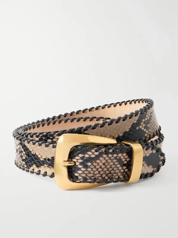 Khaite Benny Snake-effect Leather Belt - Animal Print