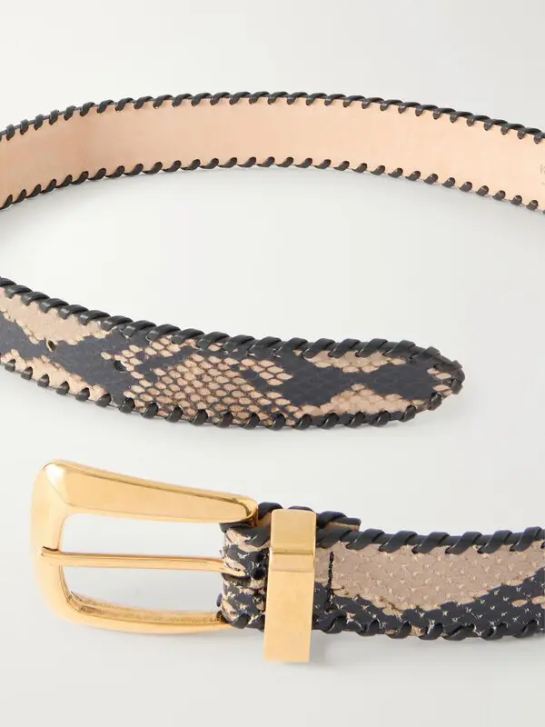 Khaite Benny Snake-effect Leather Belt