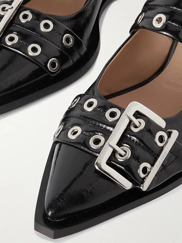 GANNI Embellished Recycled Point-toe Slingback Flats