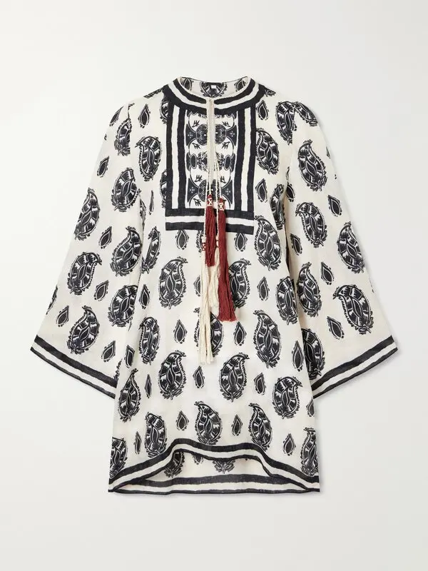 Johanna Ortiz Caretaker Printed Linen Mini Dress - Neutrals