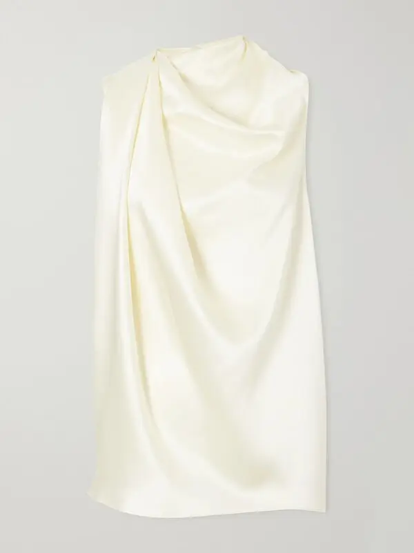 HEIRLOME Kate Draped Silk-satin Top - Neutrals
