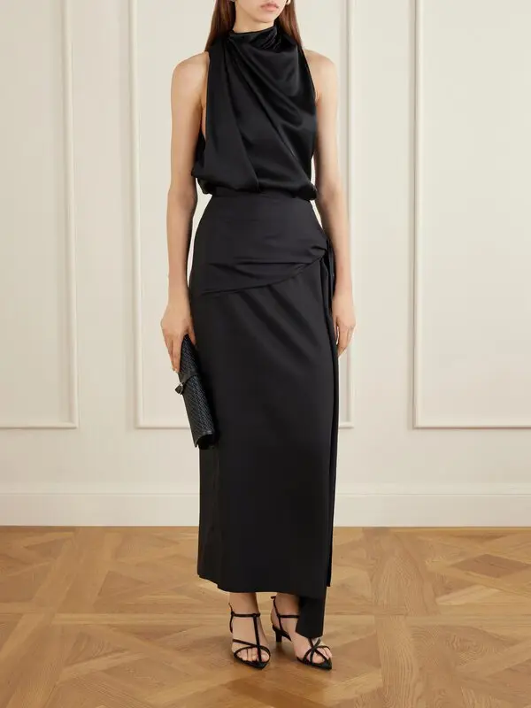HEIRLOME Helena Silk-twill Midi Skirt