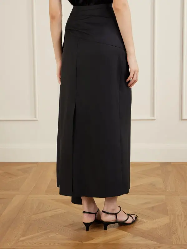 HEIRLOME Helena Silk-twill Midi Skirt