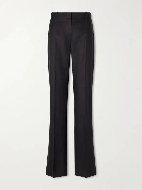 HEIRLOME Petula Pleated Silk-twill Straight-leg Pants - Black