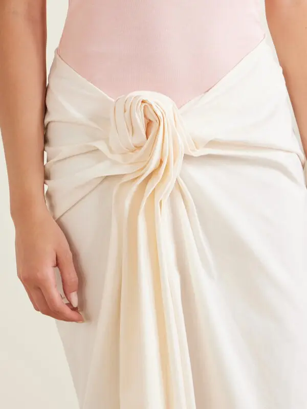 Magda Butrym Embellished Gathered Cotton Midi Skirt - Neutrals