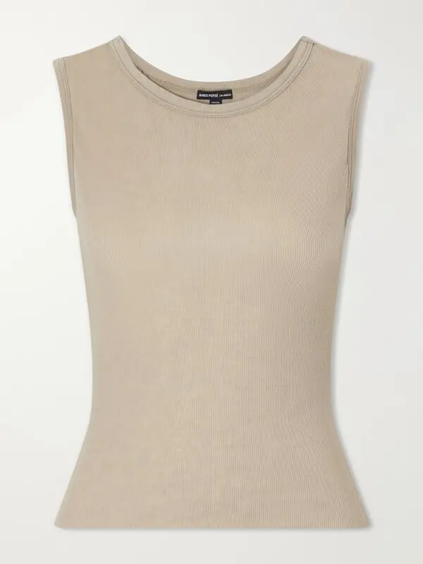 JAMES PERSE Ribbed Cotton And Cashmere-blend Tank - Brown