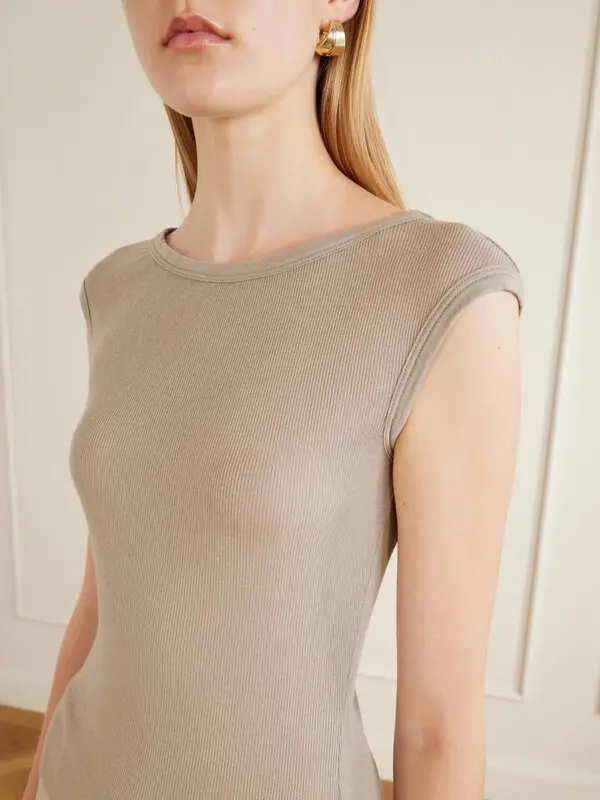 JAMES PERSE Ribbed Cotton And Cashmere-blend Tank