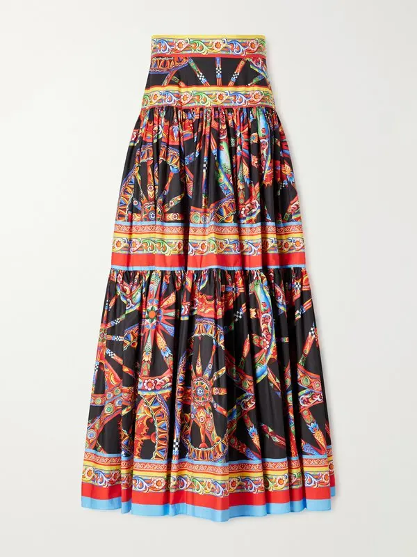 Dolce & Gabbana Carretto Printed Cotton-poplin Maxi Skirt