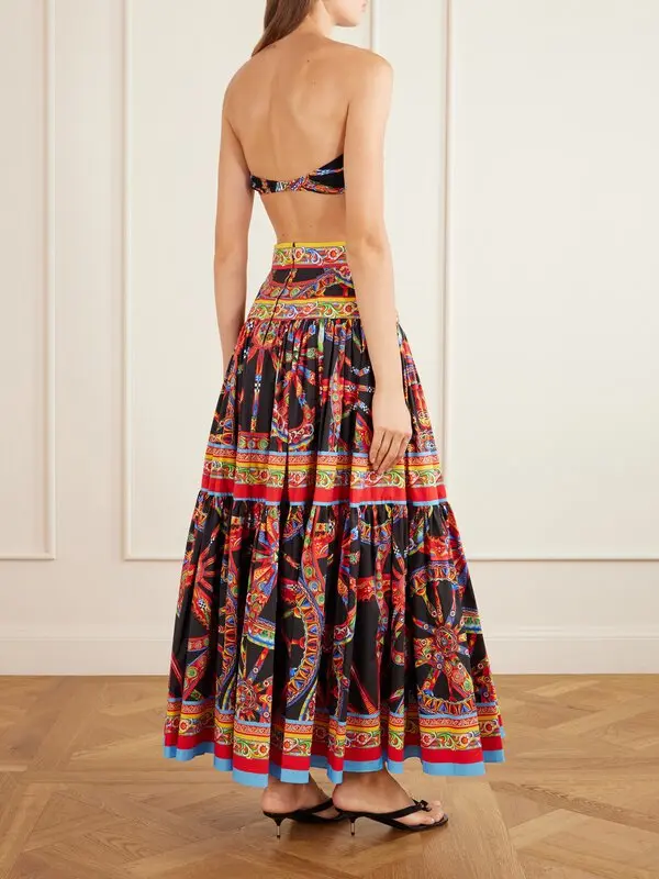 Dolce & Gabbana Carretto Printed Cotton-poplin Maxi Skirt