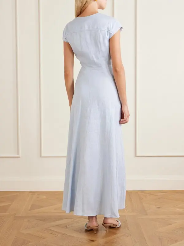 Saloni Sierra Linen Midi Dress