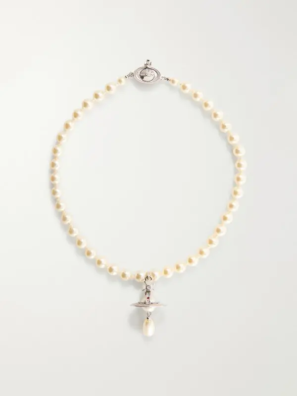 VIVIENNE WESTWOOD Orb-embellished Gold-tone Beaded Choker - Silver