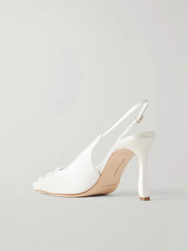 Manolo Blahnik Alexa 90 Embellished Satin Slingback Pumps