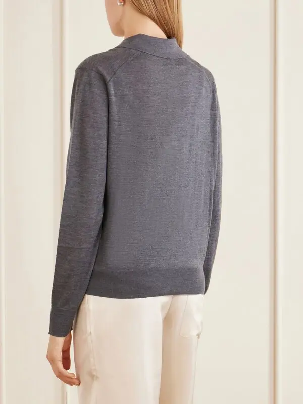 Loulou De Saison Miles Cashmere Polo Sweater - Gray