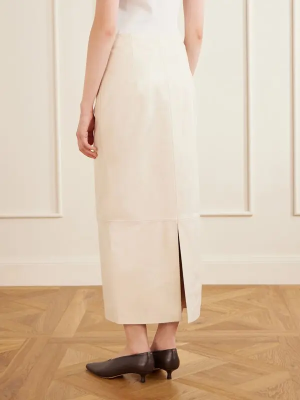 Loulou De Saison Inga Paneled Leather Midi Skirt