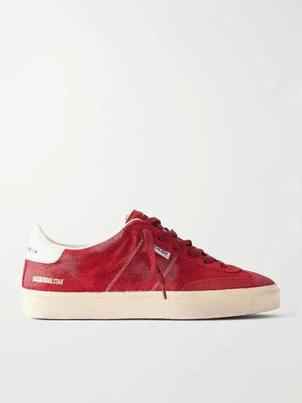 GOLDEN GOOSE Soul-star Leather-trimmed Suede Sneakers - Red