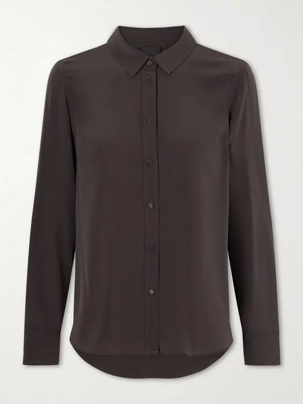 NILI LOTAN Gaia Silk Crepe De Chine Shirt - Gray