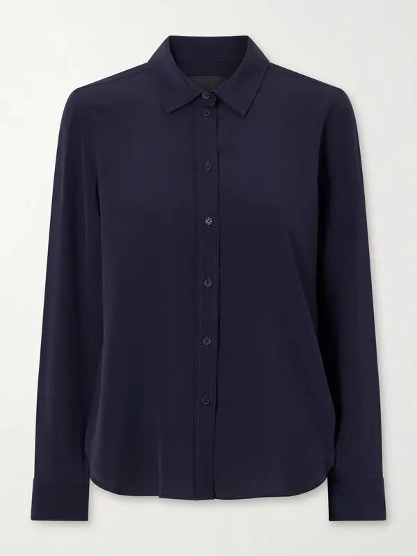 NILI LOTAN Gaia Crepe De Chine Shirt - Blue